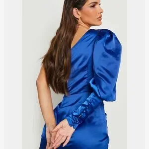 Boohoo | Dresses | Stunning One Shoulder Side Ruched Maxi Dress With ...